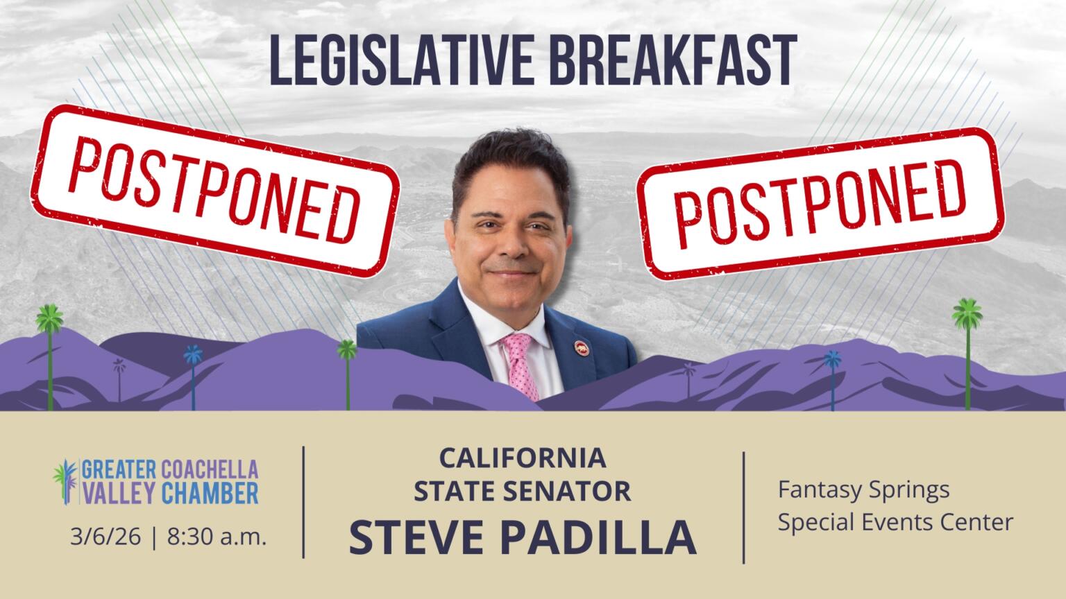 POSTPONED Legislative Breakfast: California State Senator Steve Padilla ...